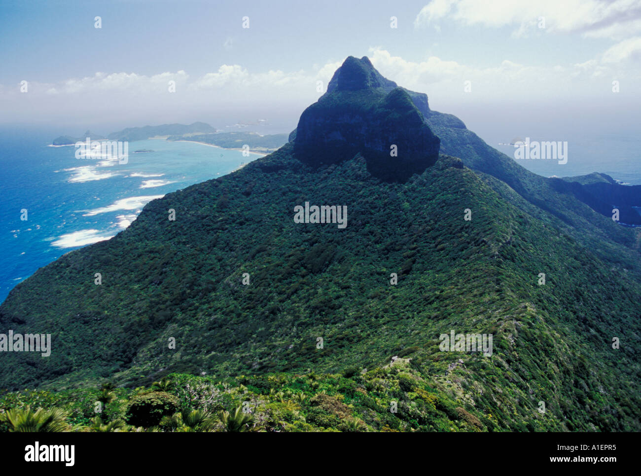 Mount Gower guided hike view from Mt Gower of Mt Lidgbird and Lord Howe ...