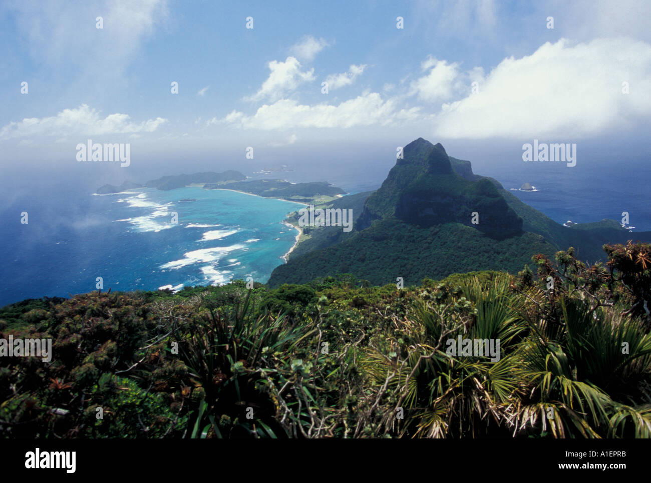 Mount Gower guided hike view from Mt Gower of Mt Lidgbird and Lord Howe ...