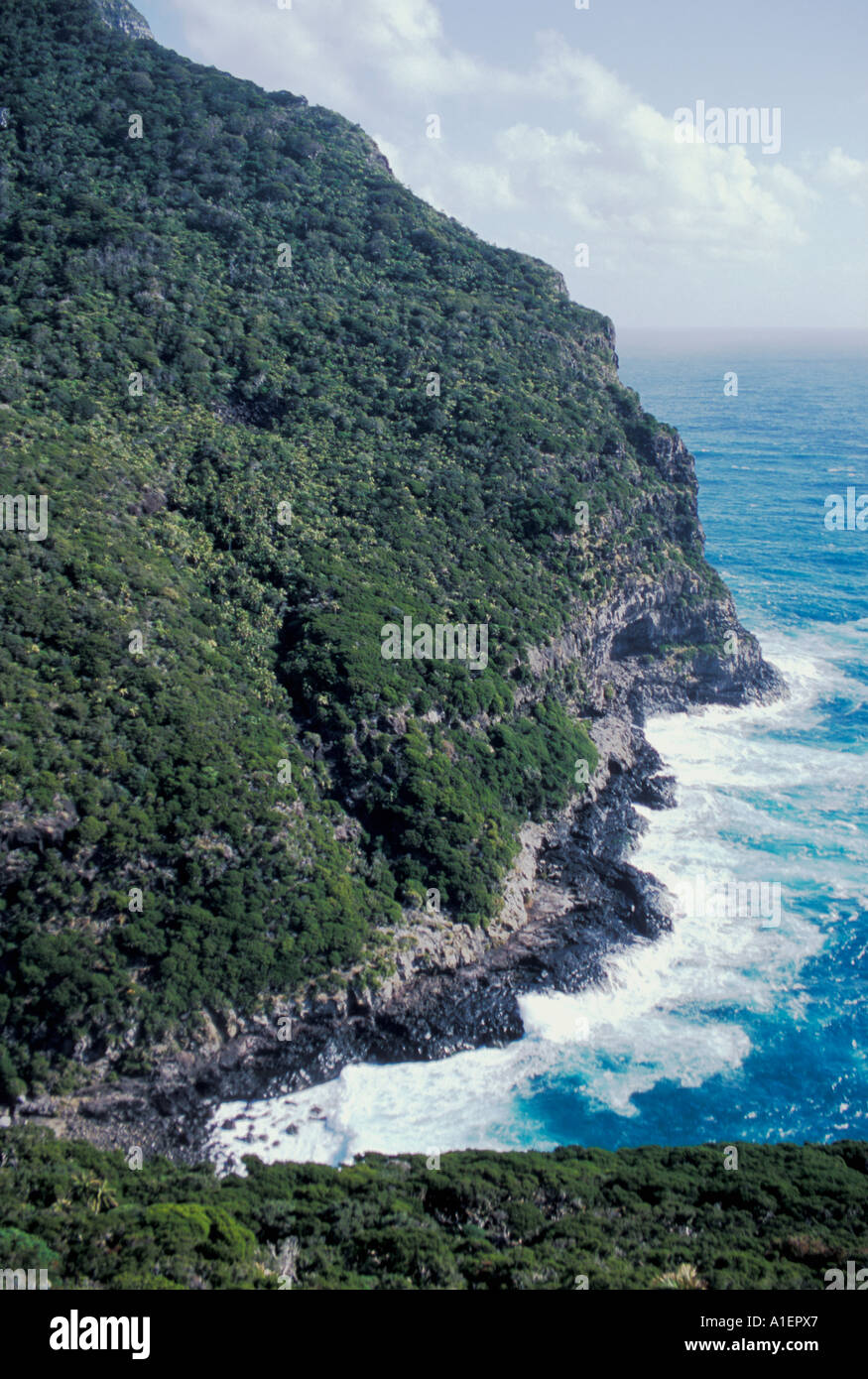 Mount Gower guided hike rough seas at base of Mt Gower Lord Howe Island ...