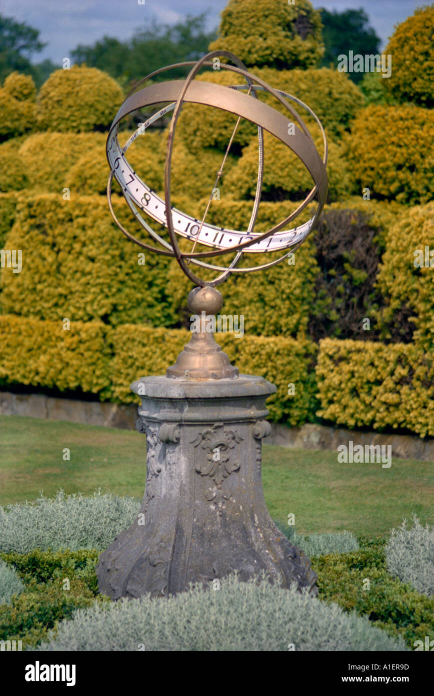 Sundial in formal gardens, Kent, England, UK Stock Photo - Alamy
