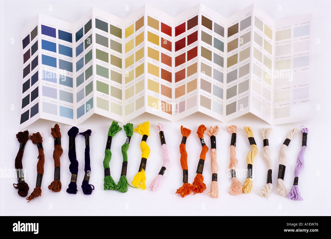 Colour Color chart and embroidery cottons Stock Photo - Alamy