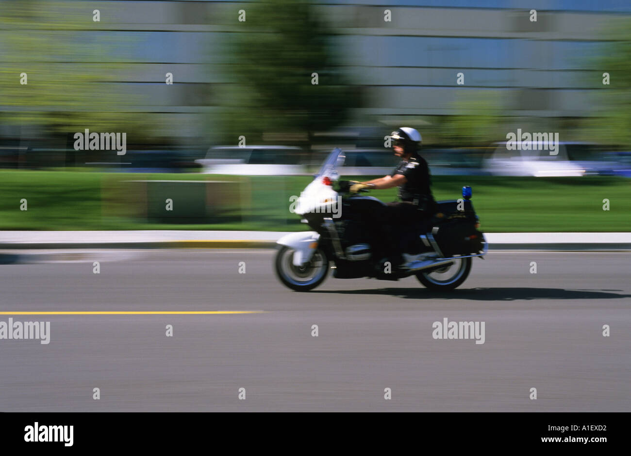A police officer on a motorcycle in motion Stock Photo - Alamy