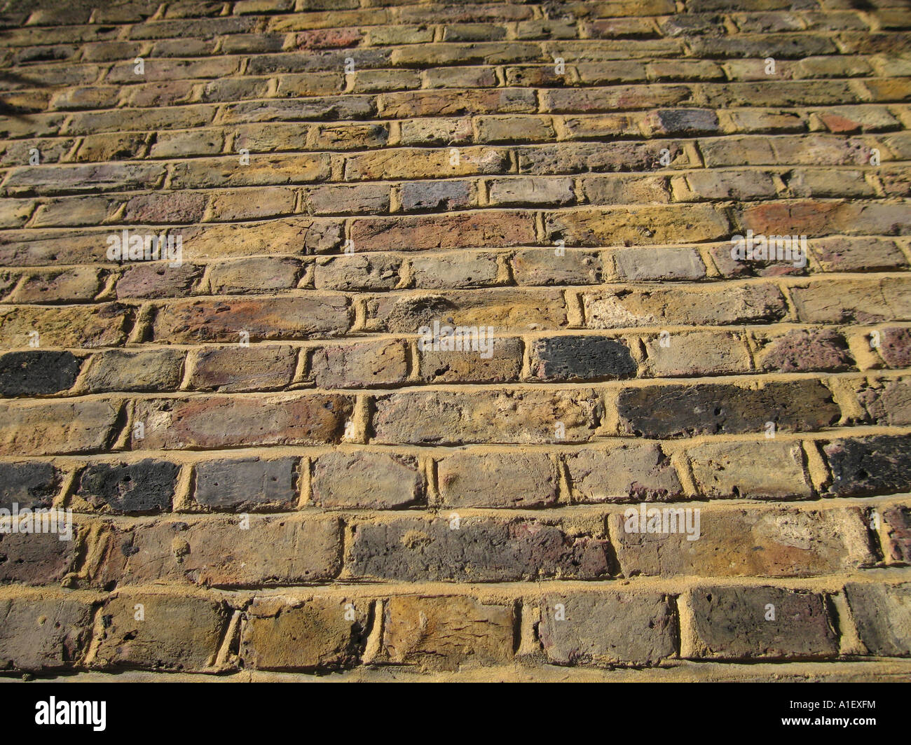Looking up at brick wall texture making perspective pattern Stock Photo ...