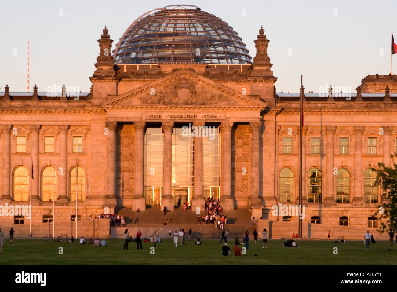 Berlin Reichstag dome by Norman Forster sunset Stock Photo - Alamy