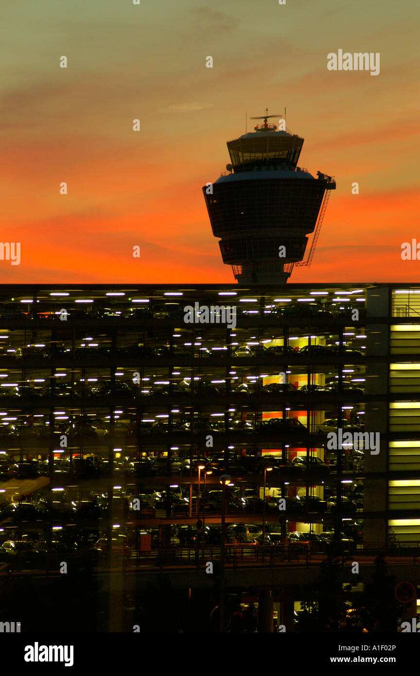 Air traffic control tower, Munich airport evening Stock Photo - Alamy