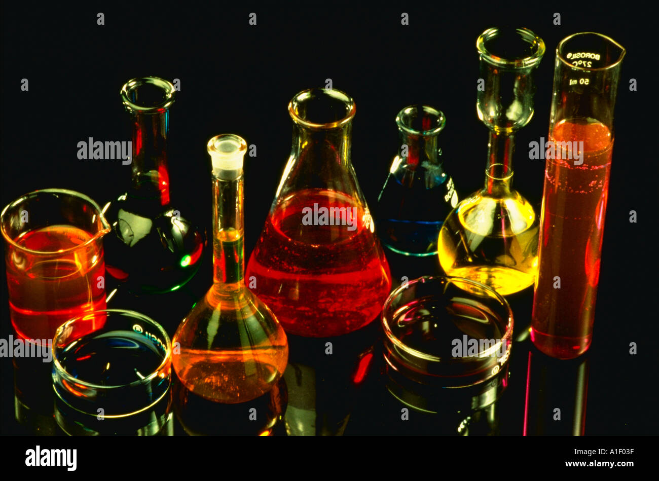 Colorful chemicals in a laboratory Stock Photo - Alamy