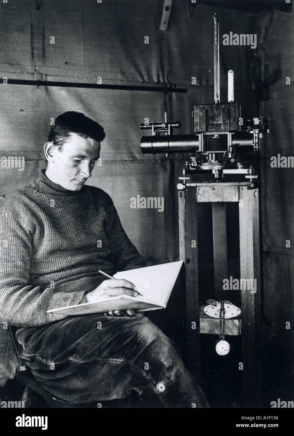 Dr George Simpson at work in the magnetic hut Stock Photo - Alamy