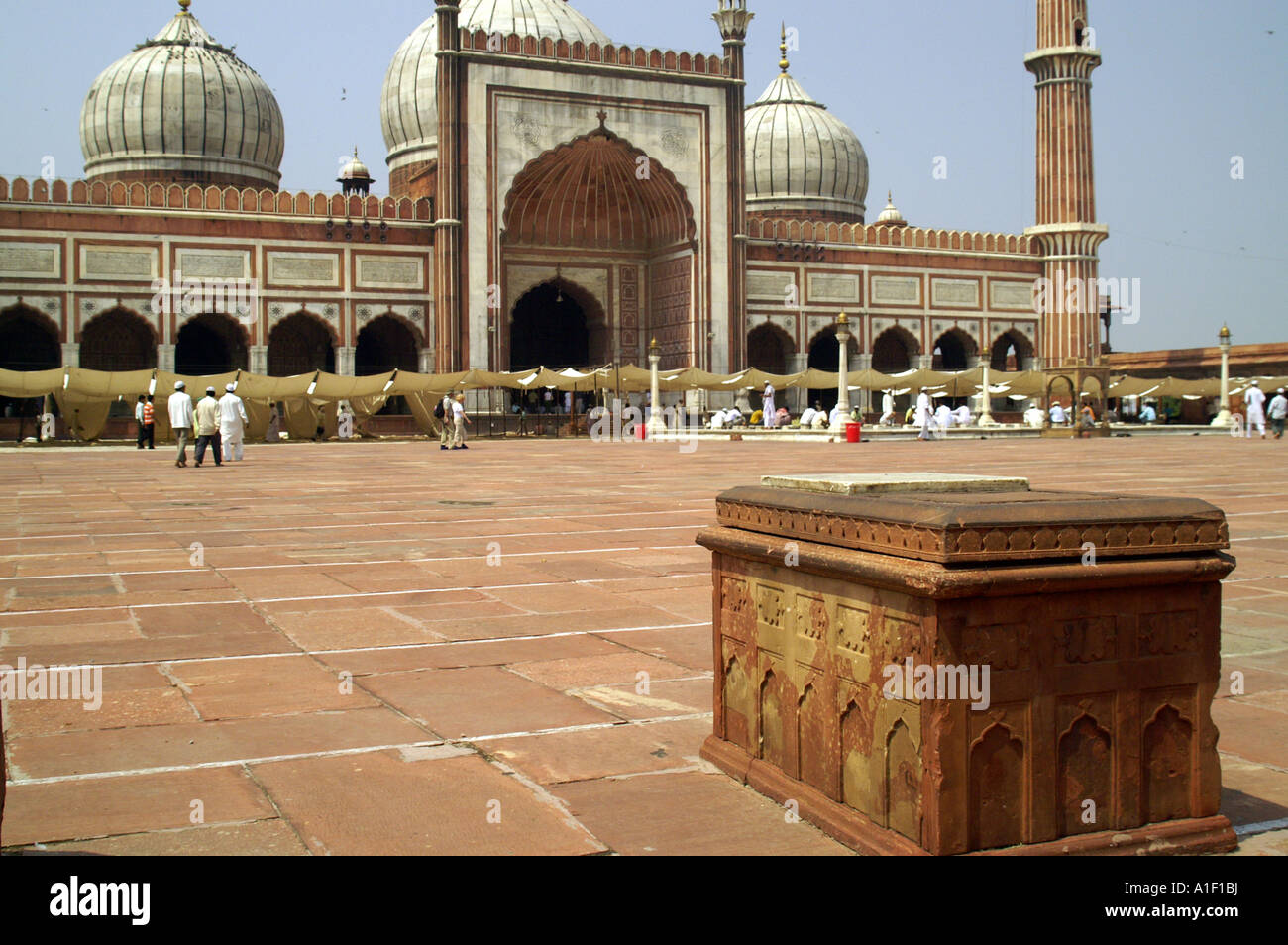 Sacred stone in Jama Masjid muslim mosque, New Delhi, India Stock Photo ...