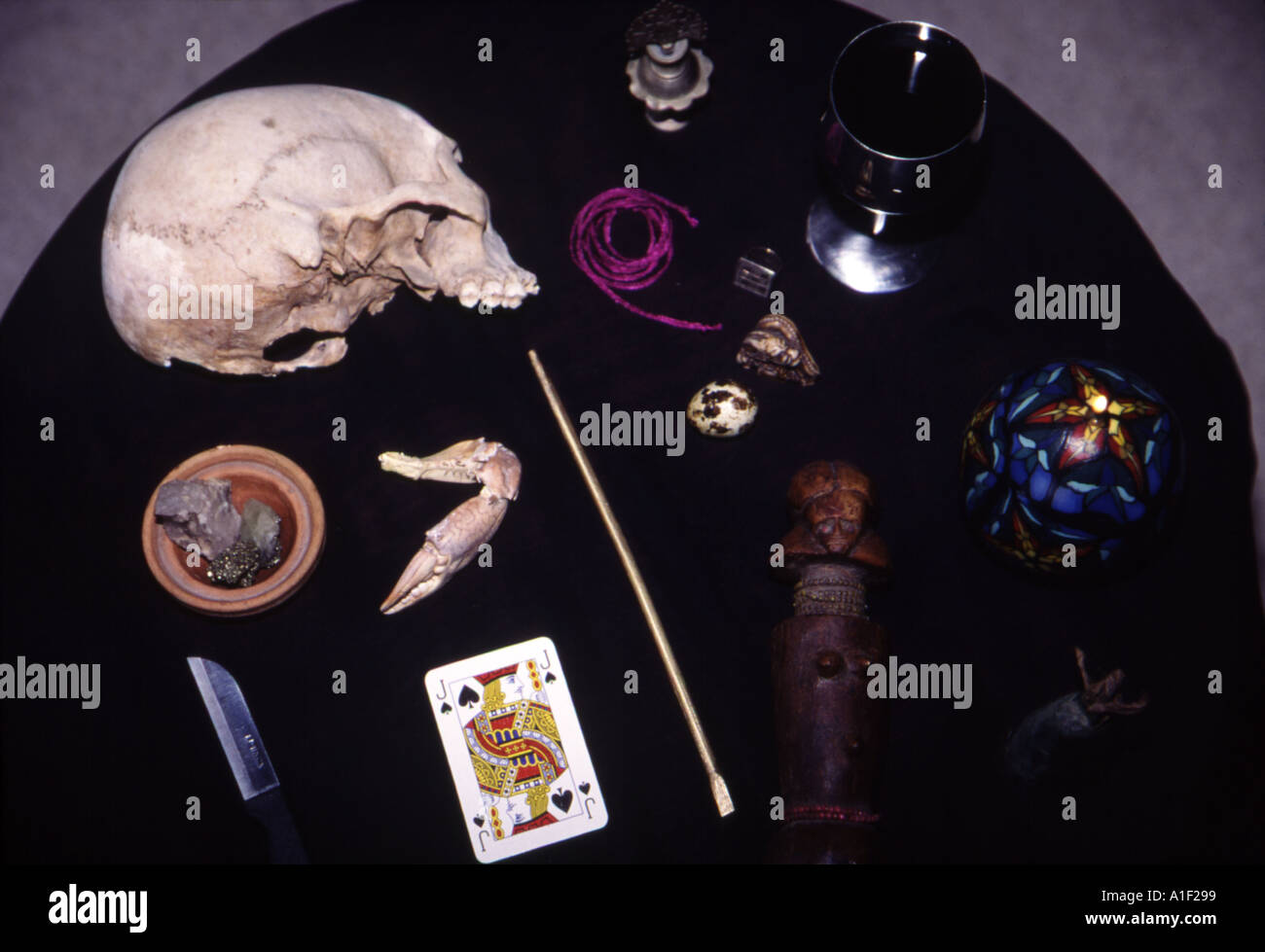 Items used by witches and sooth-sayers in various magic practices Stock ...