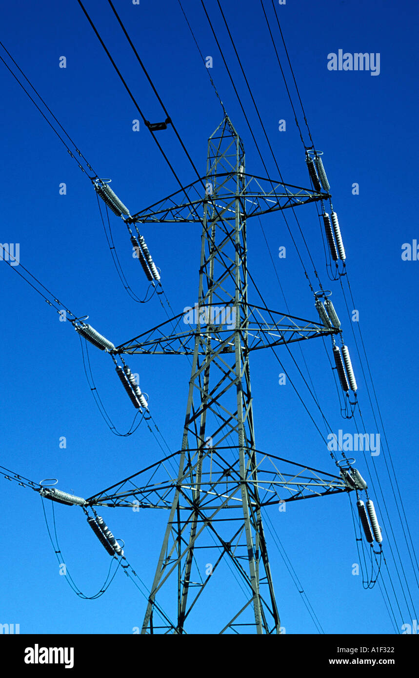 Overhead Electricity Power Line Stock Photo - Alamy