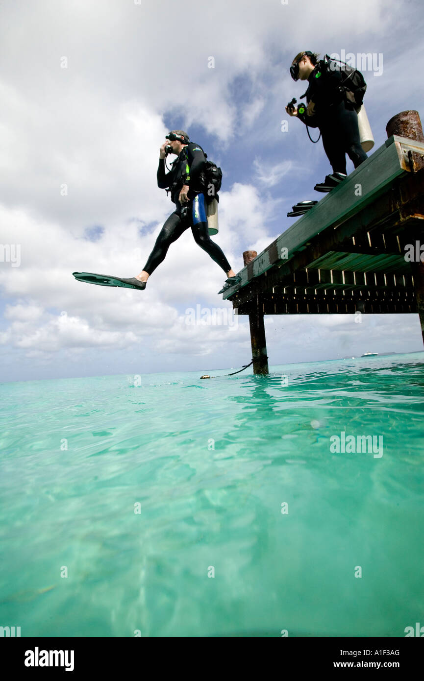 Female diver entering the water hi-res stock photography and images - Alamy