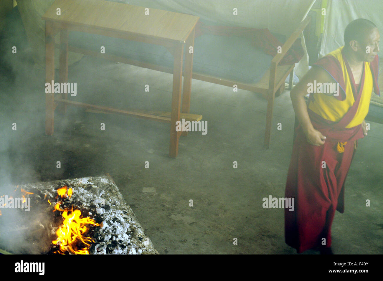 Tibet buddhist monk fire hi-res stock photography and images - Alamy