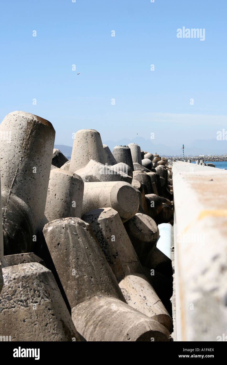 Barriers on pier Stock Photo - Alamy