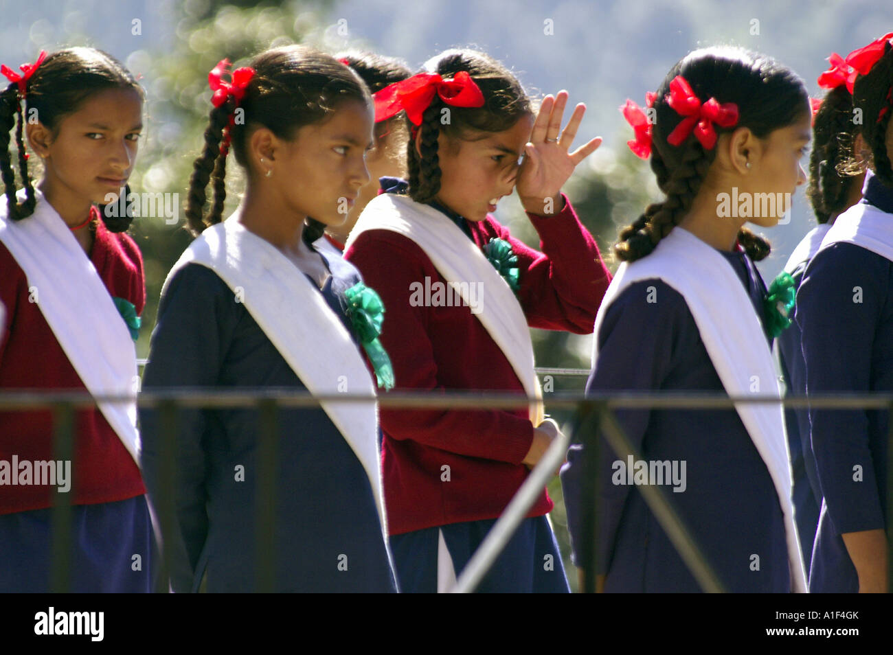 Pupils of indian primary school lined up outdoors Stock Photo - Alamy