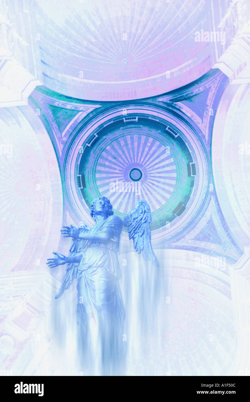 Flying blue angel figure in dome of church Stock Photo - Alamy