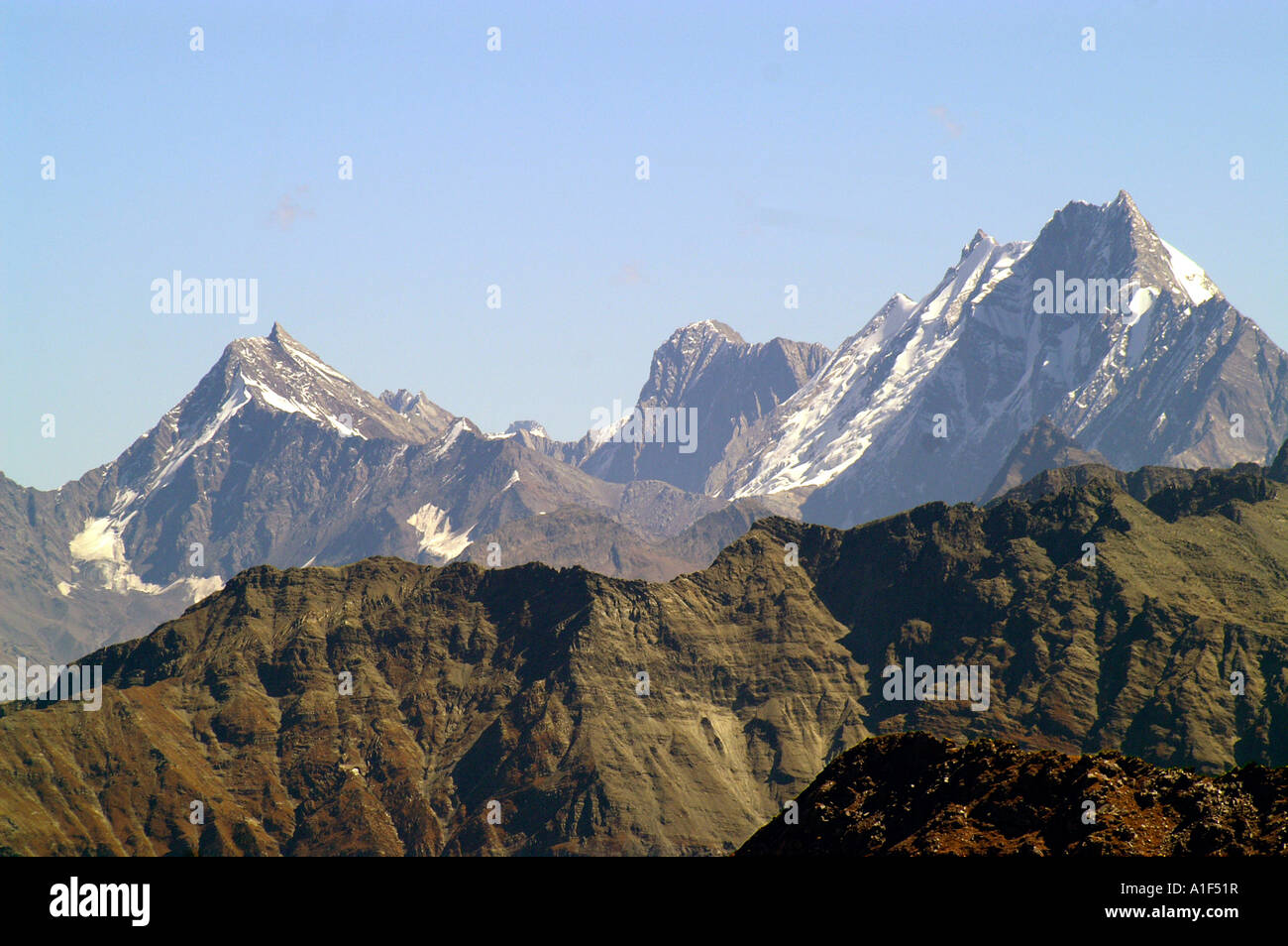 View of Pir Panjal range of Indian Central Himalaya from Indrahar pass ...