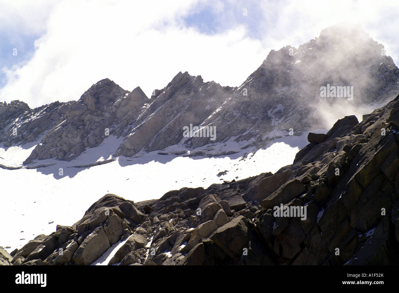 View of north slope glacier in Dhauladhar range as seen from Indrahar ...