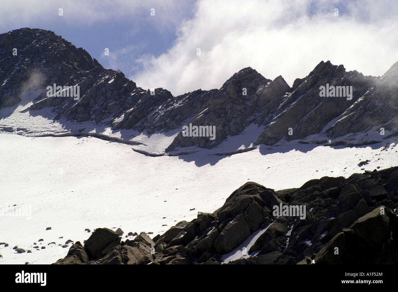 View of north slope glacier in Dhauladhar range as seen from Indrahar ...