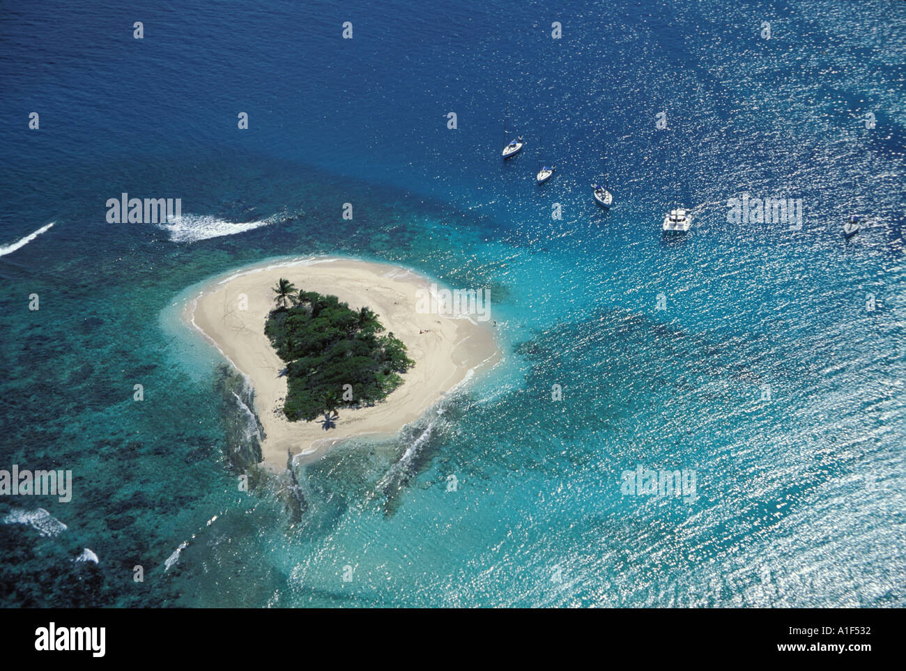 aerial of small tropical island Stock Photo - Alamy