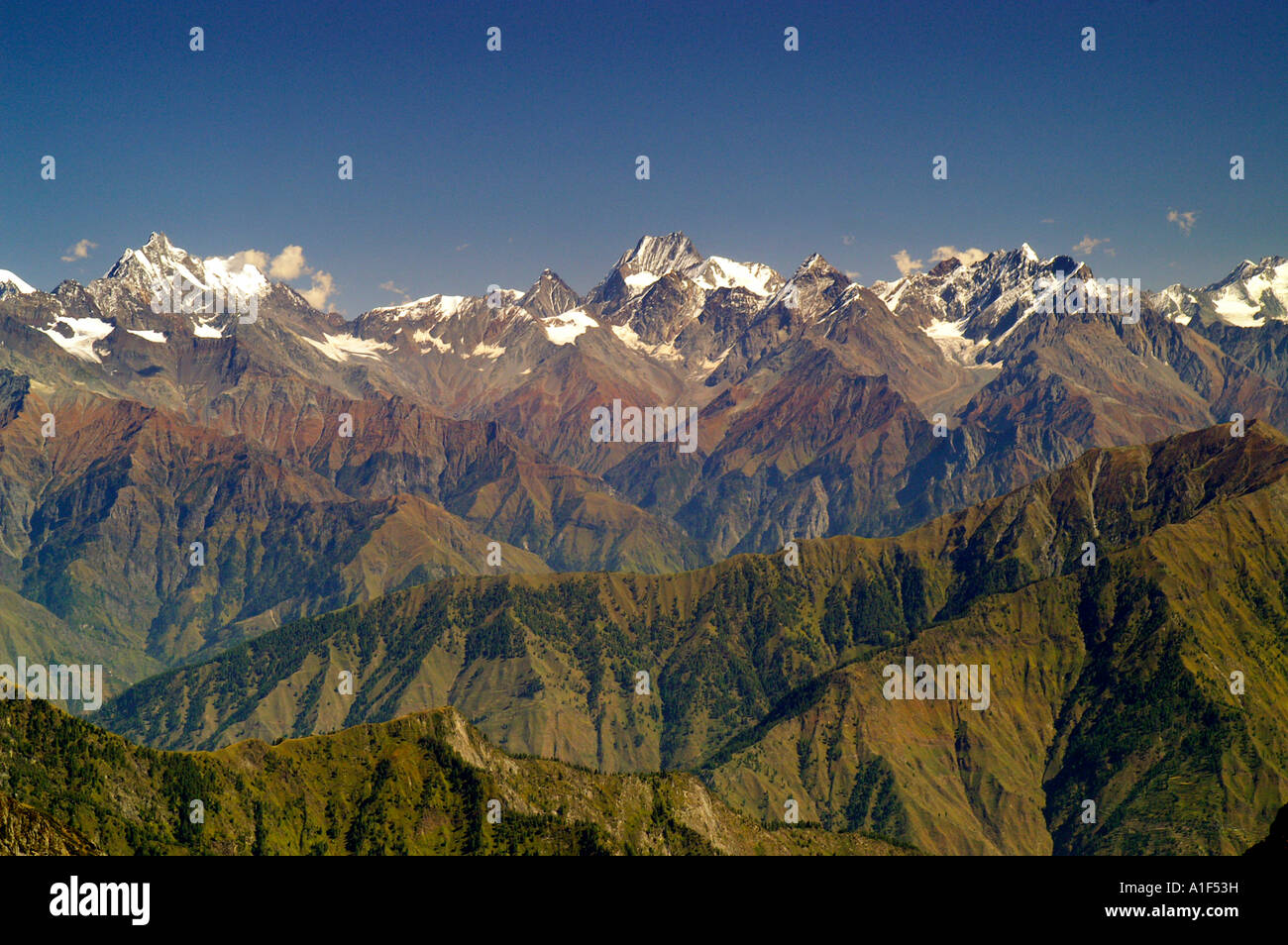 View of Pir Panjal range of Indian Central Himalaya from Indrahar pass ...