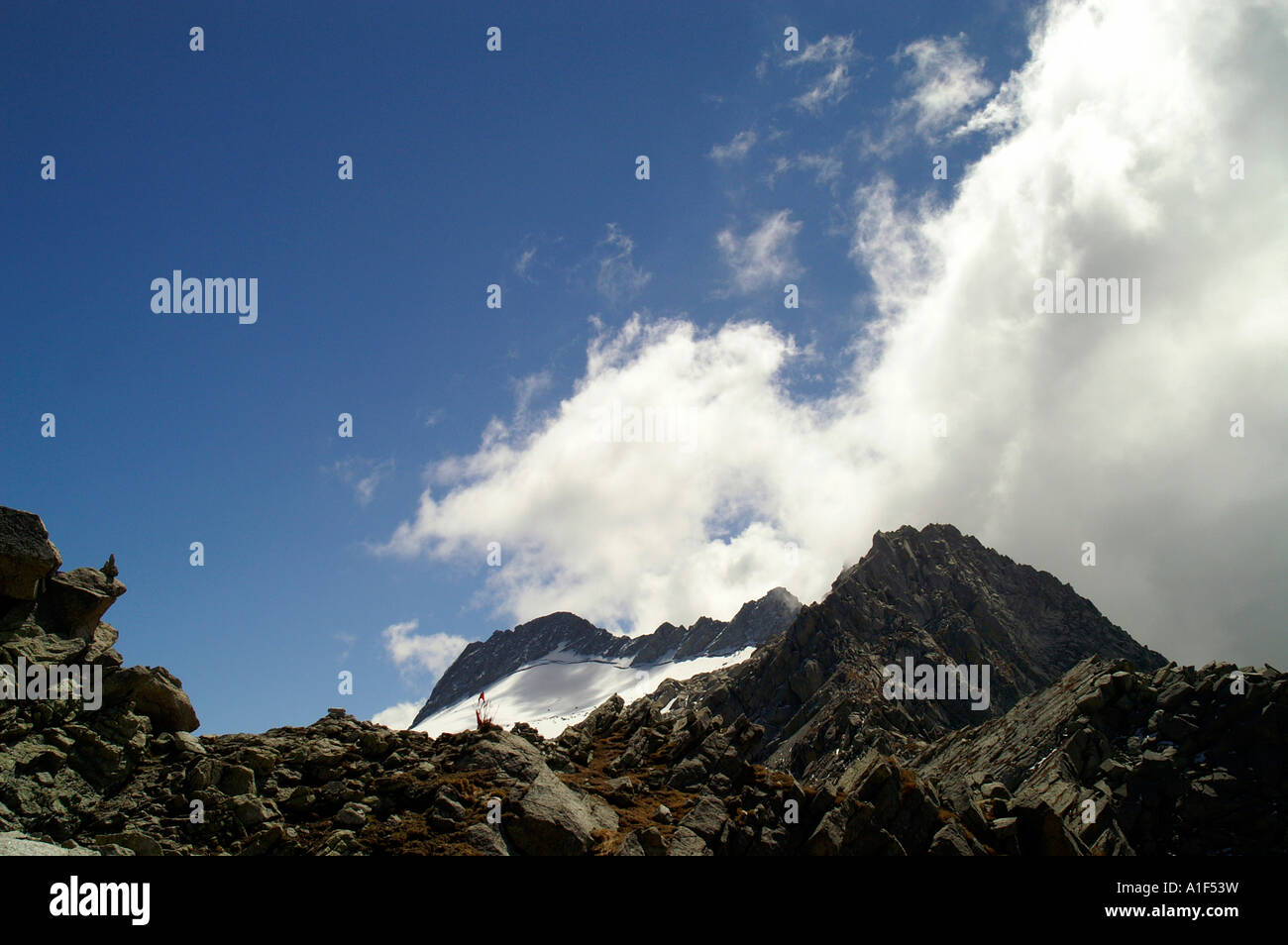 View of north slope glacier in Dhauladhar range as seen from Indrahar ...