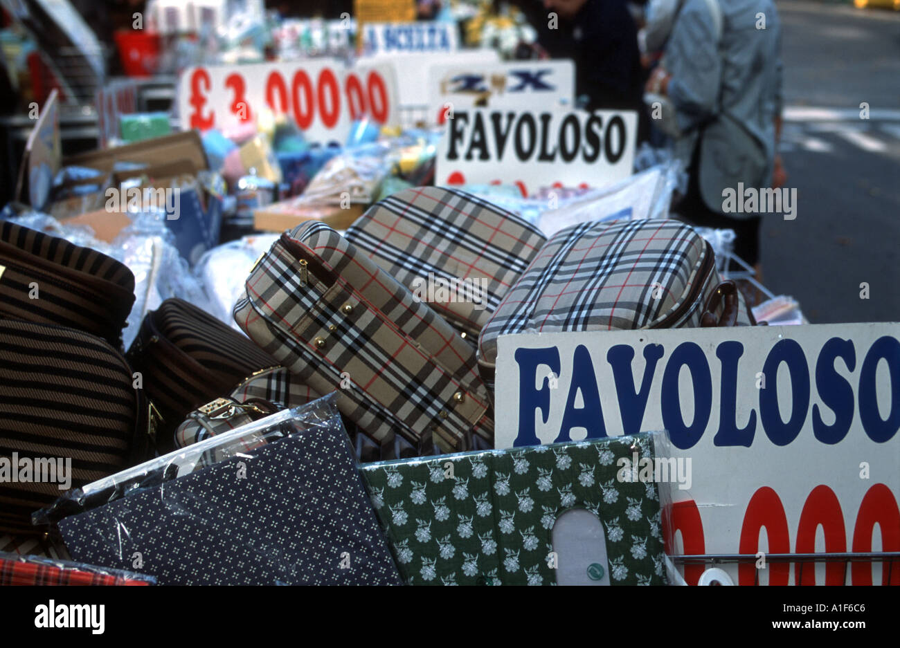 Market stand with Italian Lira price tags, Volterra Tuscany Italy Stock ...