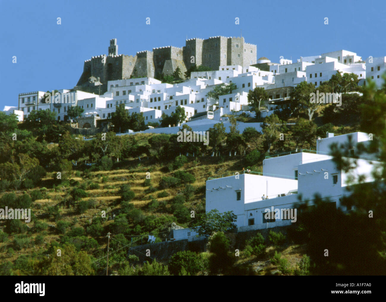 Greece Patmos Hora Stock Photo - Alamy