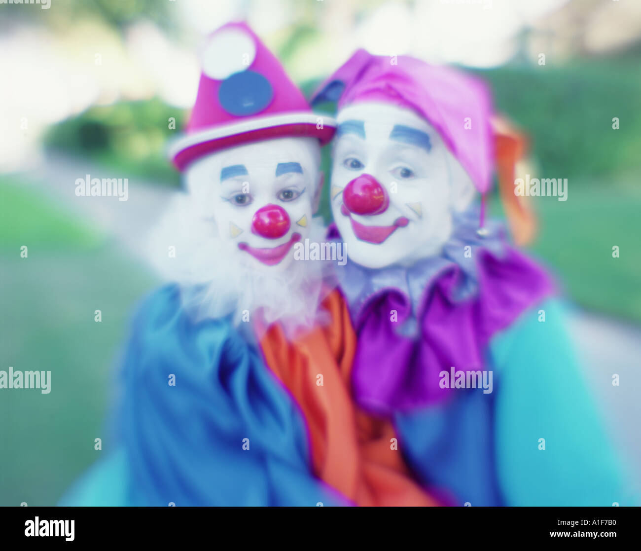 Portrait of father daughter clowns Stock Photo - Alamy