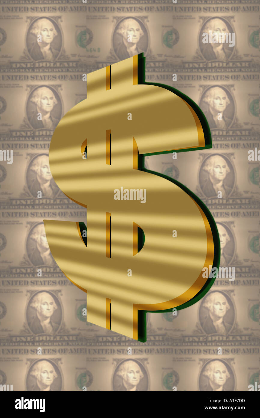 the dollar sign with a background of bills Stock Photo - Alamy