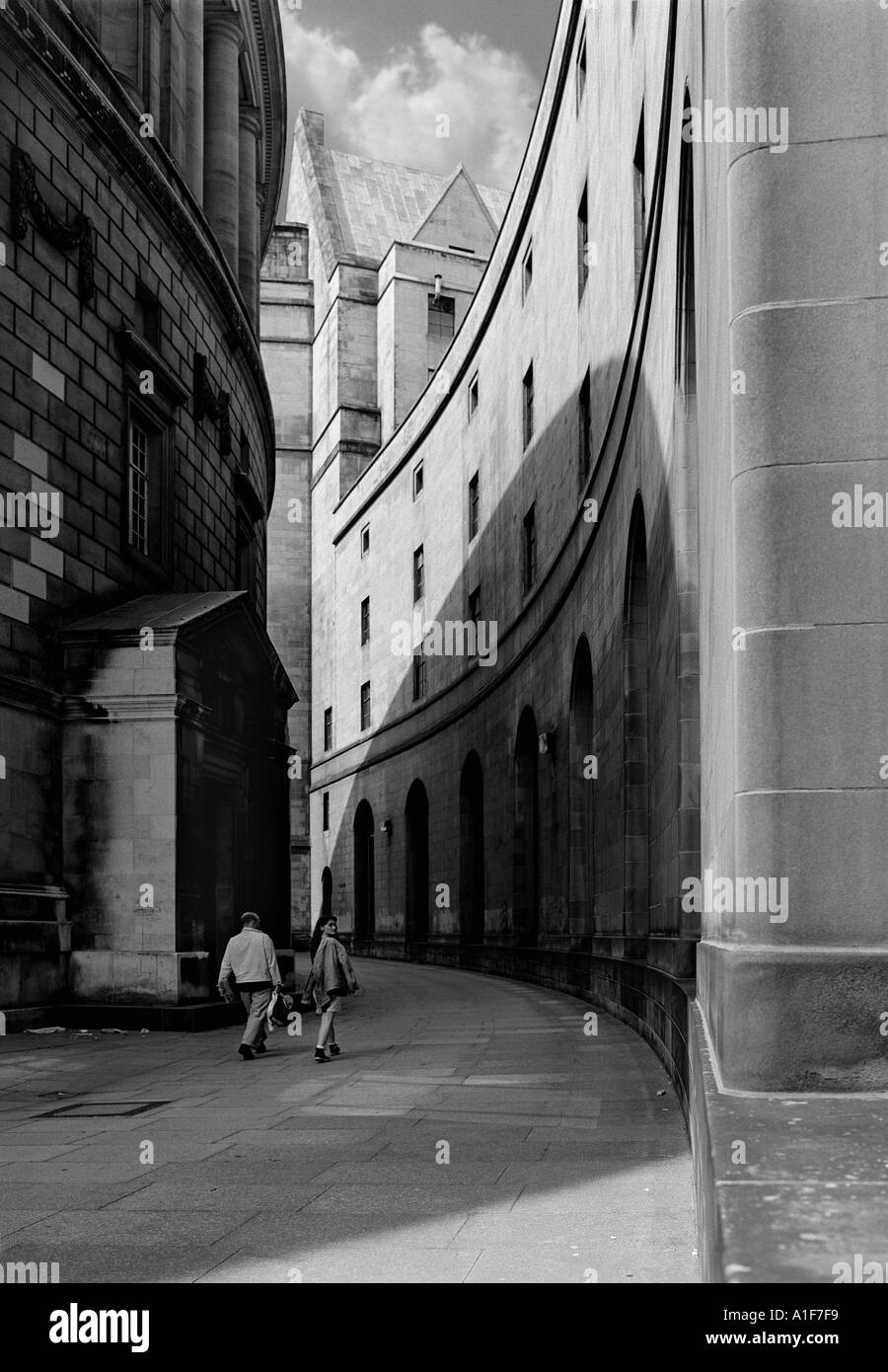 Library walk Manchester Town Center UK Stock Photo - Alamy