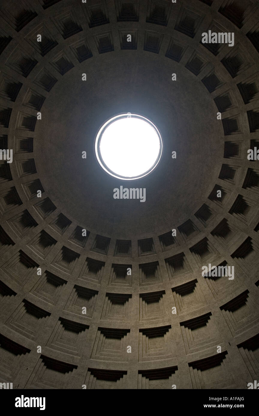Coffered ceiling of the Pantheon interior dome at Piazza della Rotonda ...