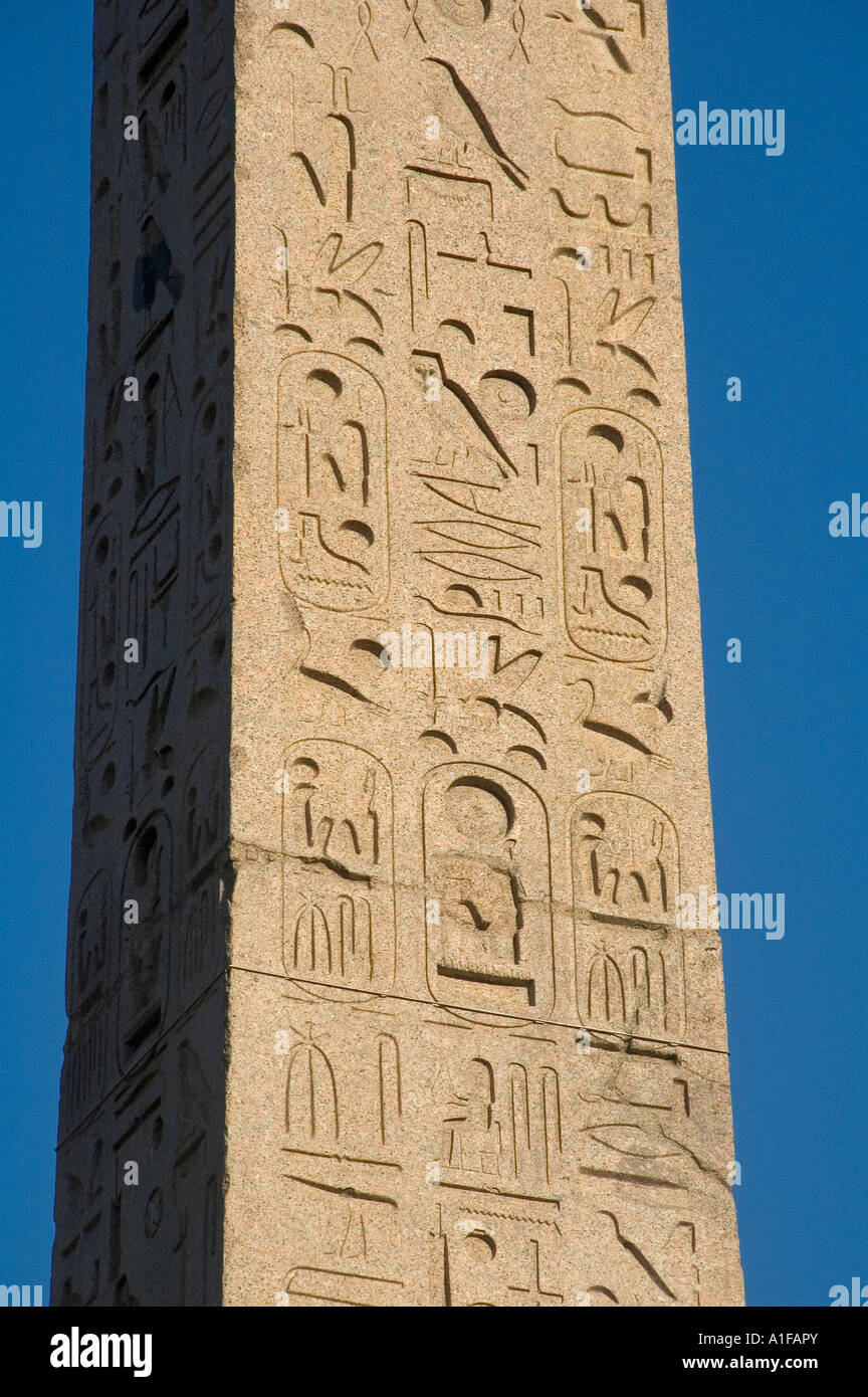 Carved hieroglyphic script in the Flaminio Obelisk made of granite from ...