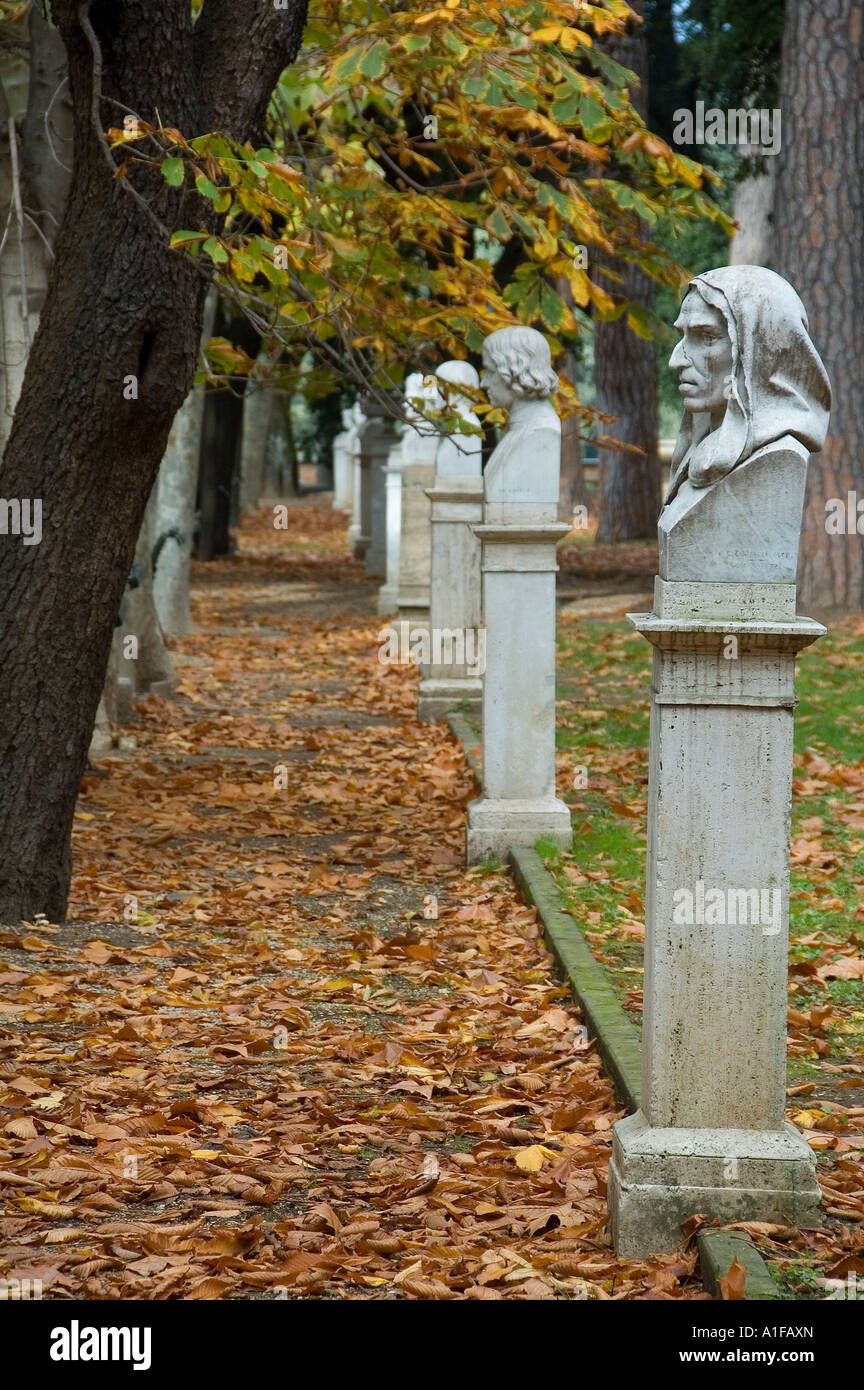 Busts of famous Italian personalities in the Pincian Hill Gardens in ...