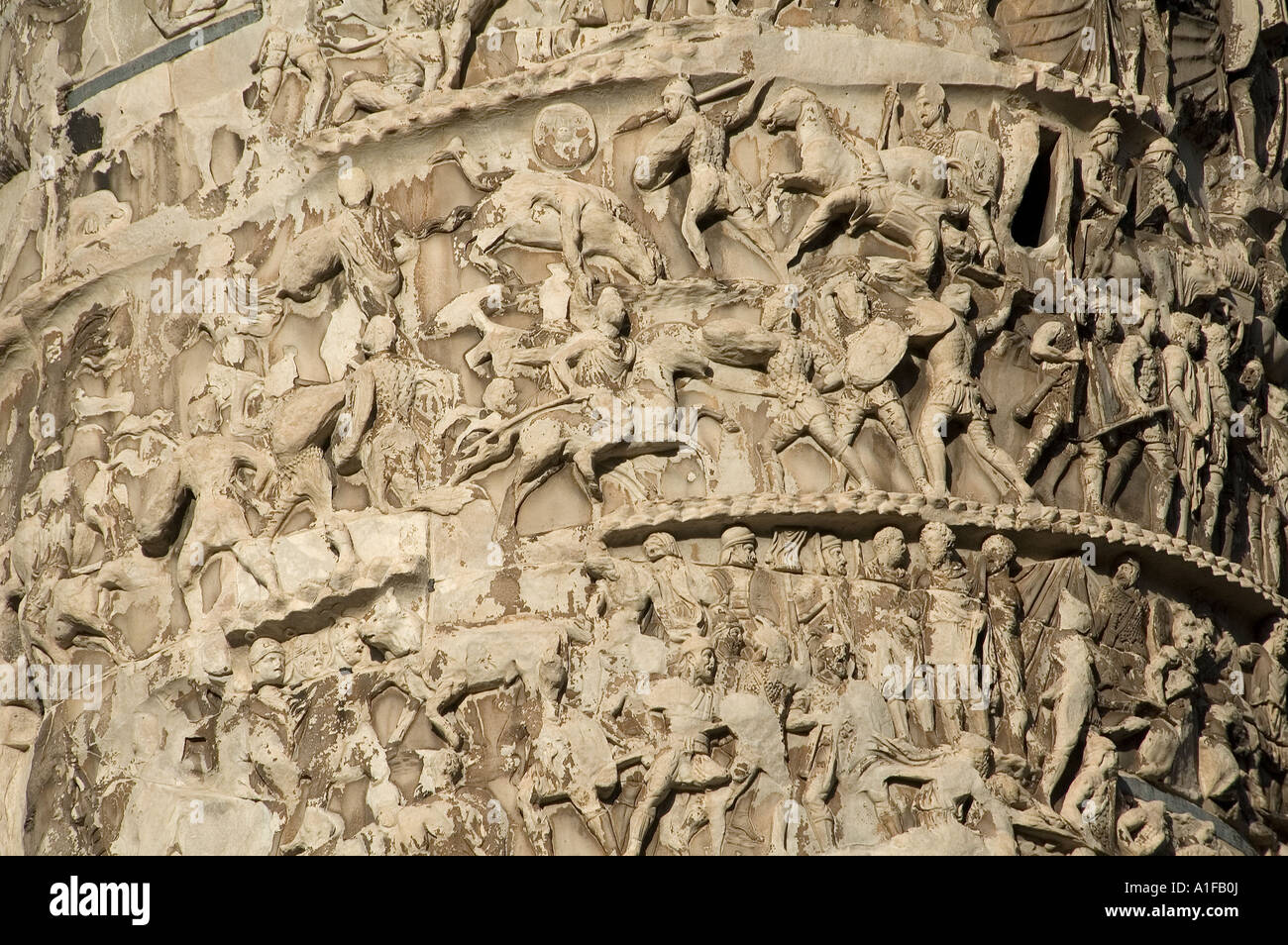 Spiral bas relief depicting battle scenes between the Roman and Dacian ...