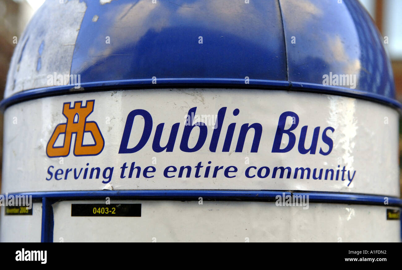 bus stop serving the community public transport blue white dublin ...