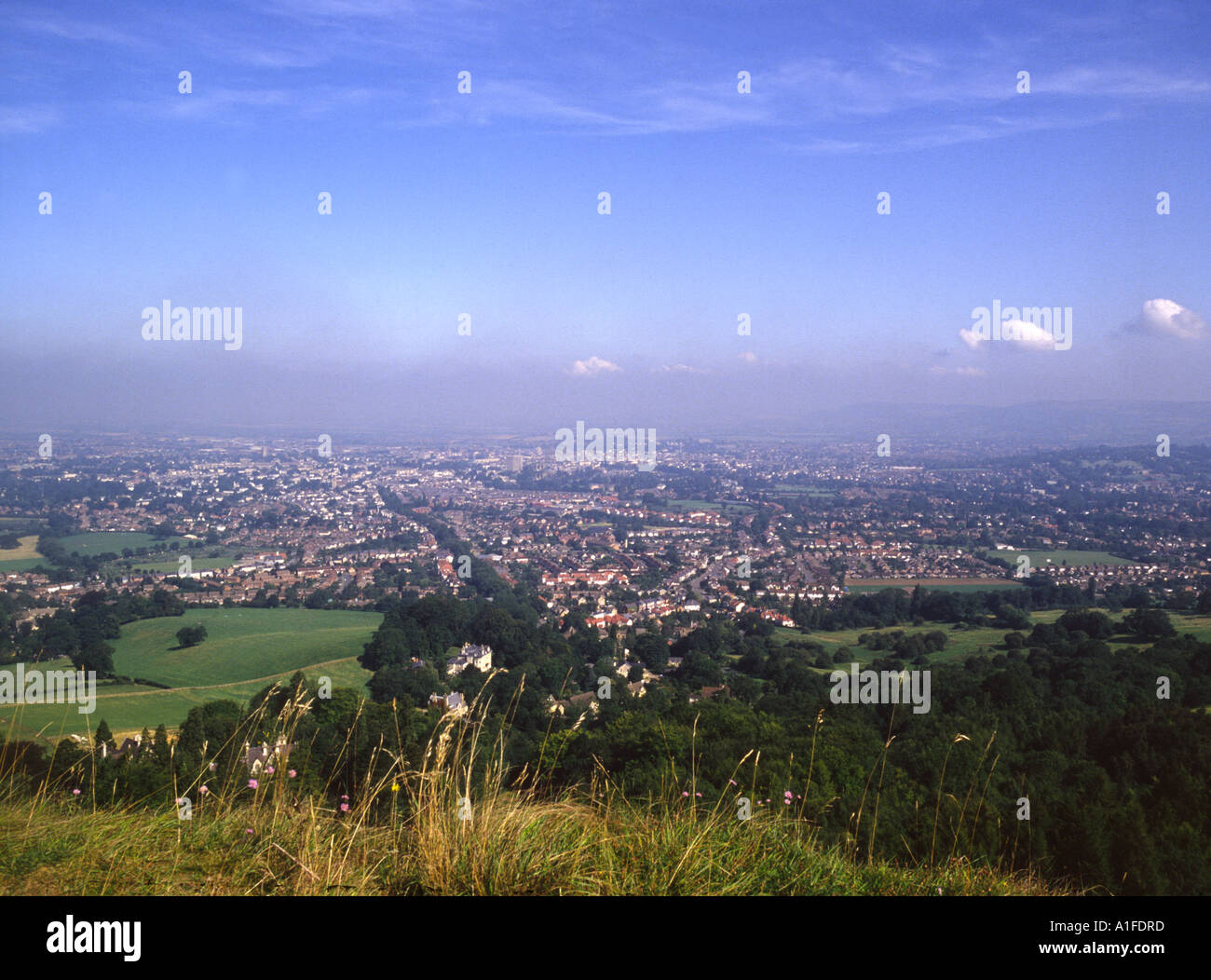 View over Cheltenham, Leckhampton Hill, Gloucestershire, Cotswolds ...