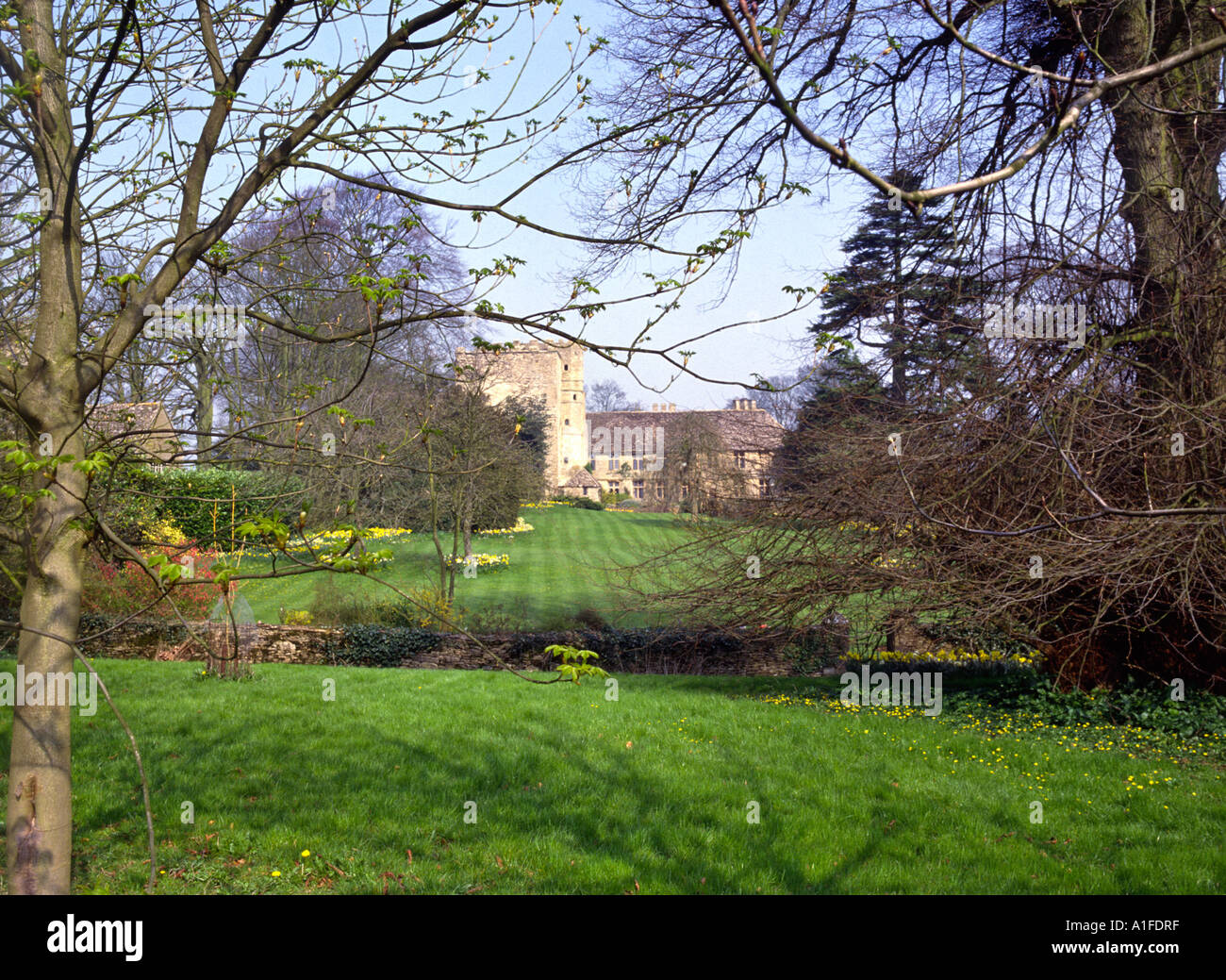 Spring view, Beverstone Castle, Tetbury, Gloucestershire, Cotswolds ...
