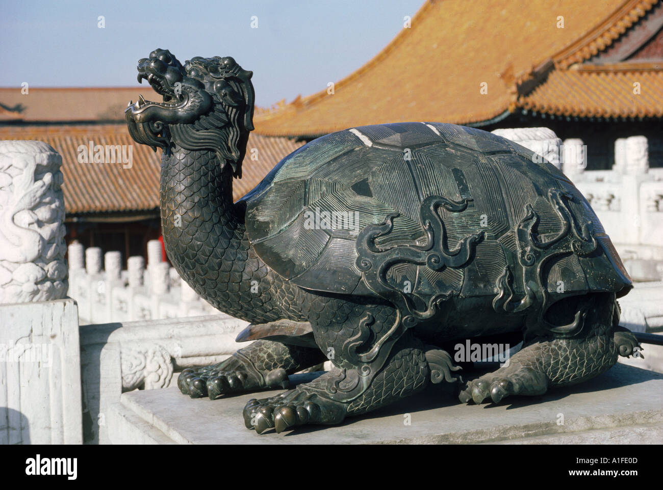 Statue of a turtle symbol of strength in the Forbidden City in Beijing ...