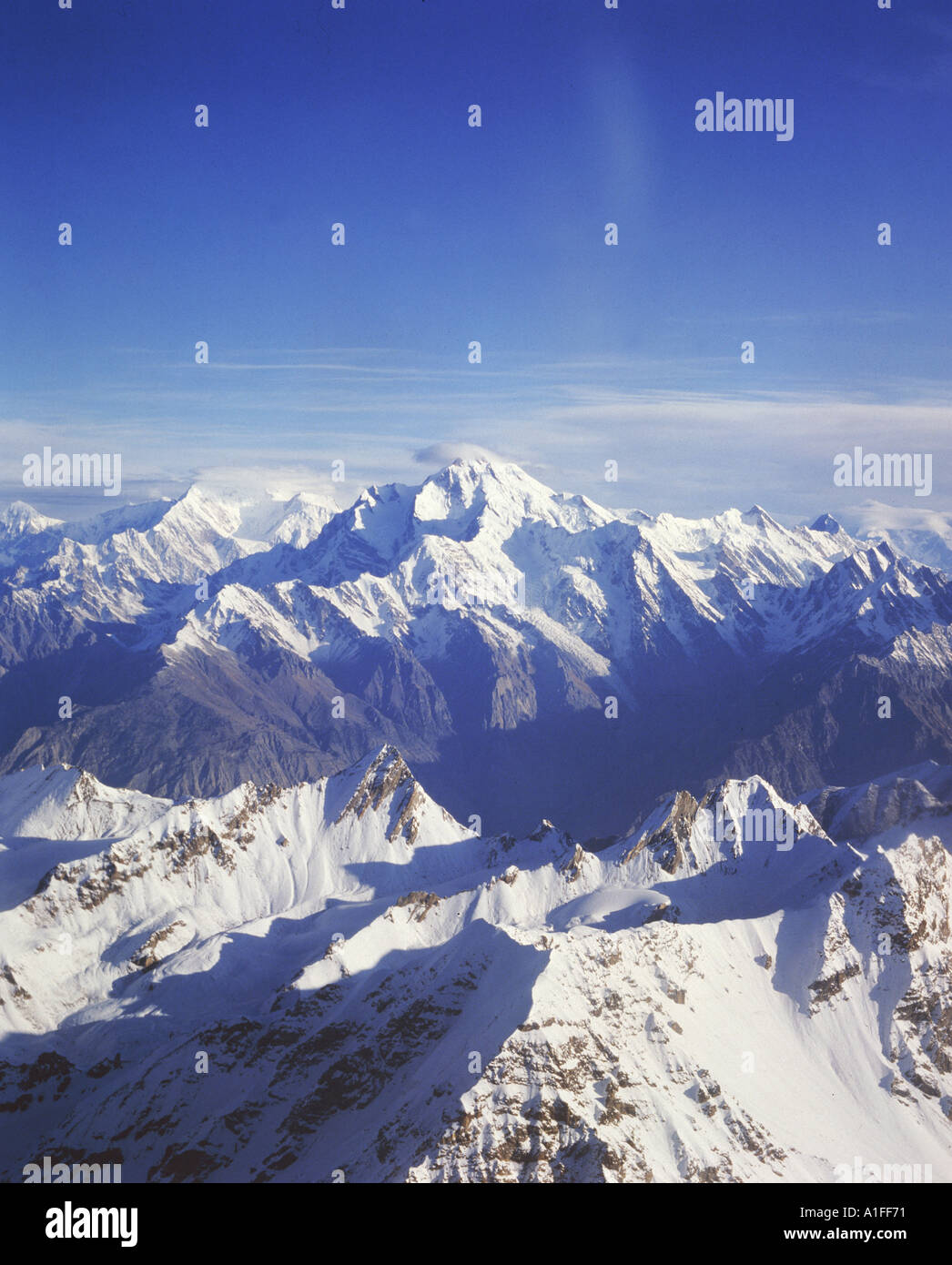 The snow capped peaks of the Karakoram mountains in Pakistan Asia ...