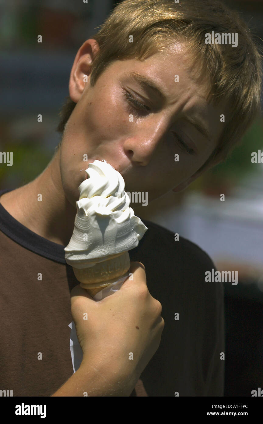 boy with ice cream cone Stock Photo - Alamy