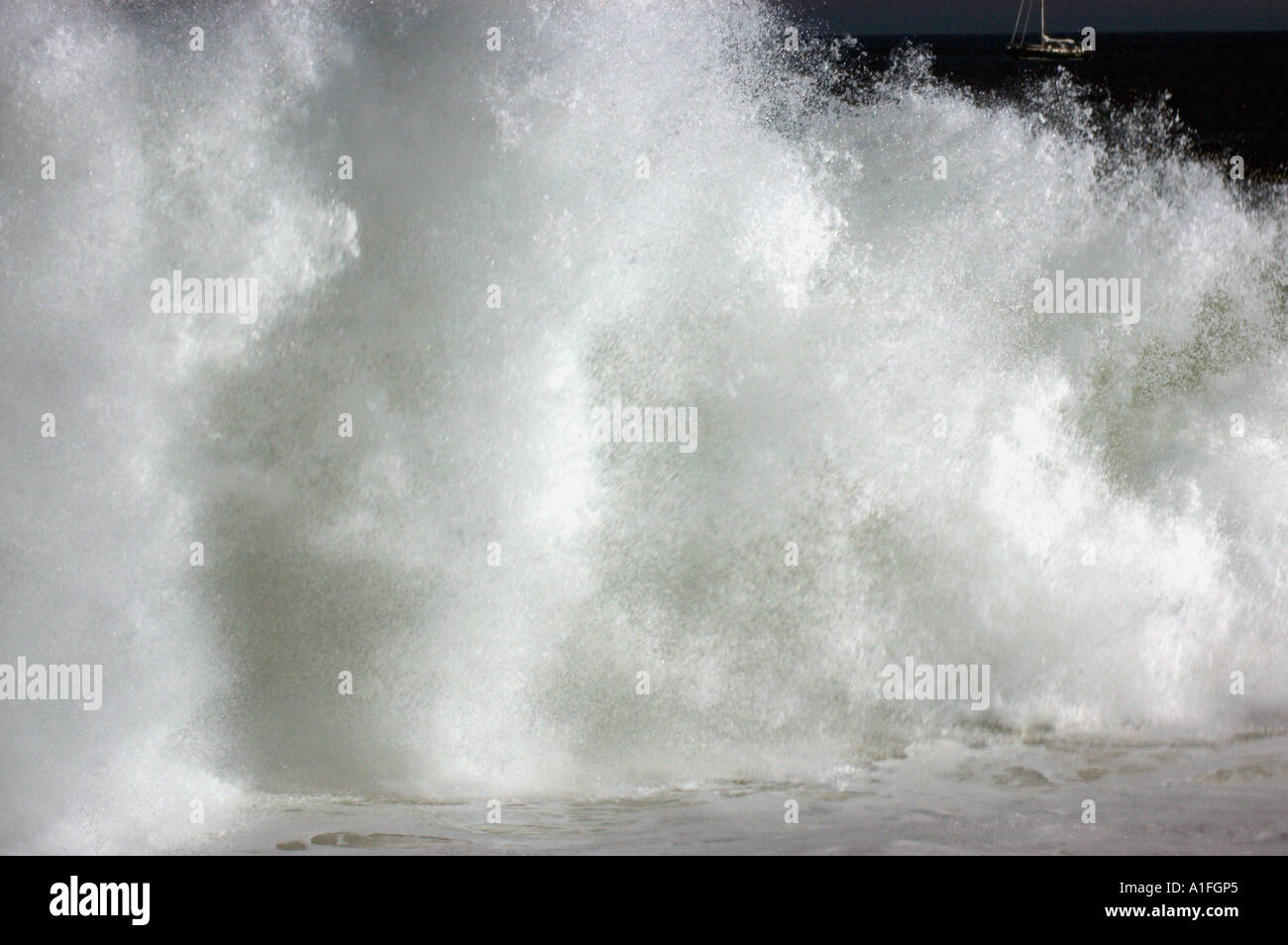 exploding white water wave Stock Photo - Alamy