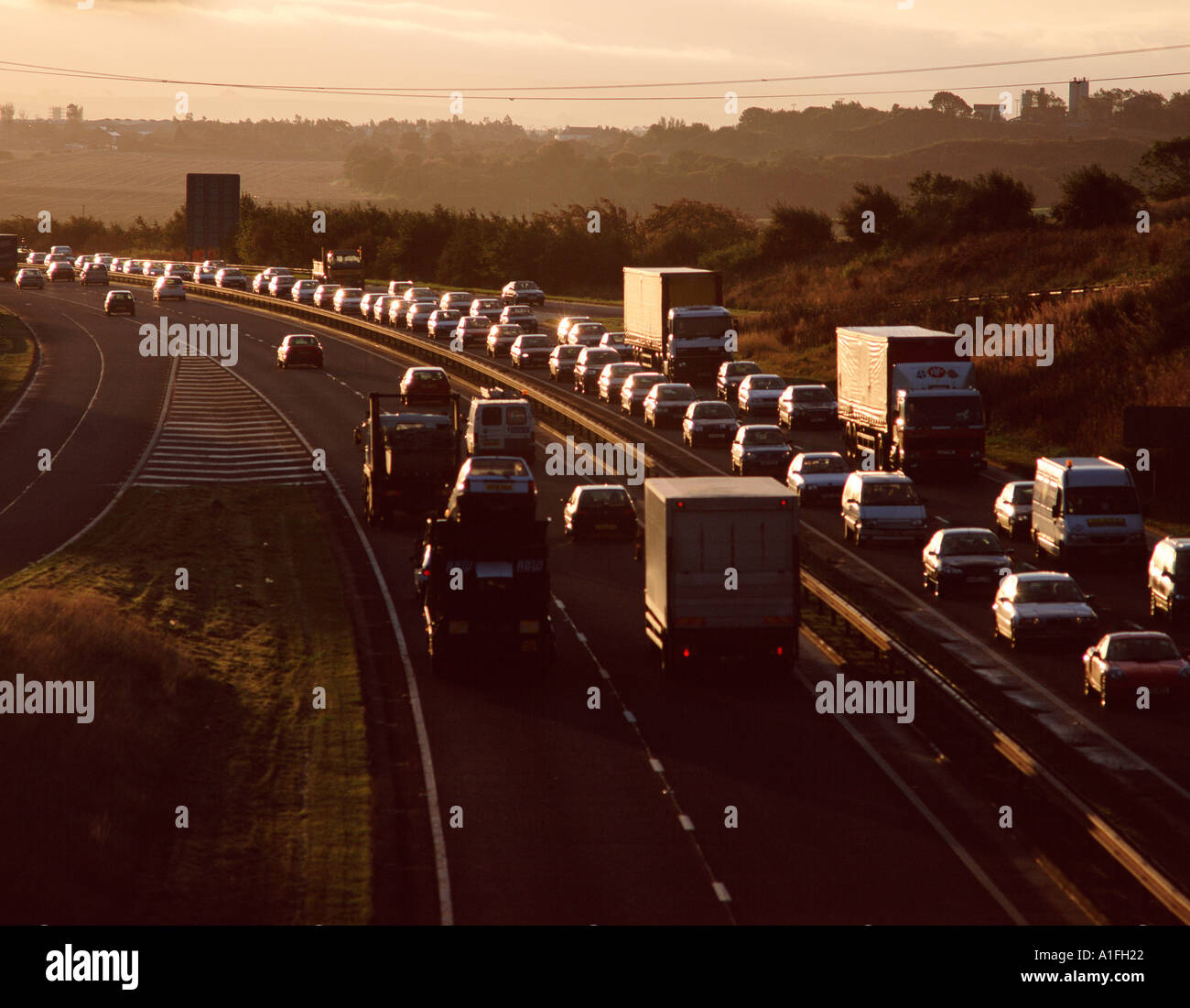 Traffic jam on highway Stock Photo - Alamy