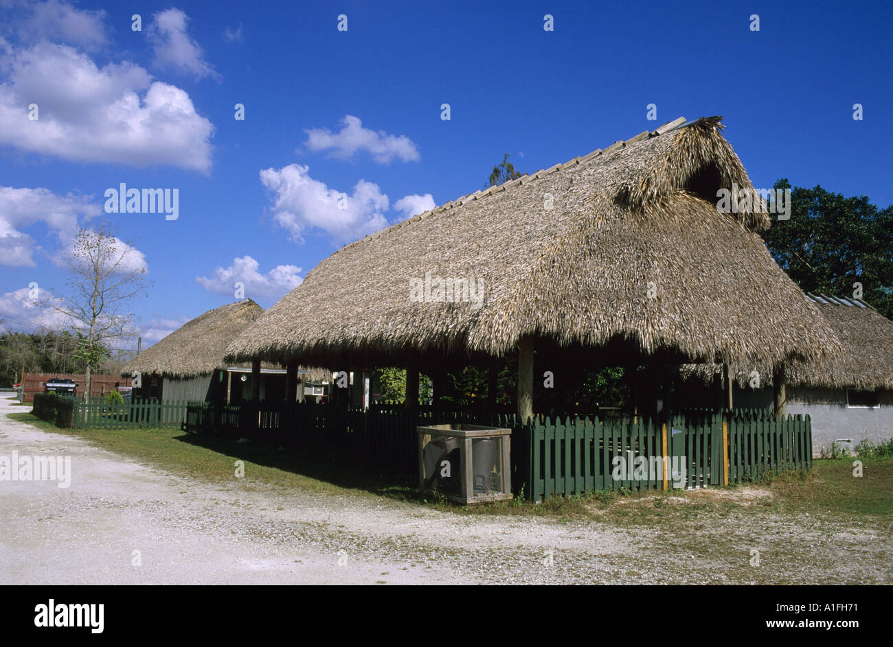 A seminole Miccosukee Indian village with chopekcheke traditional ...