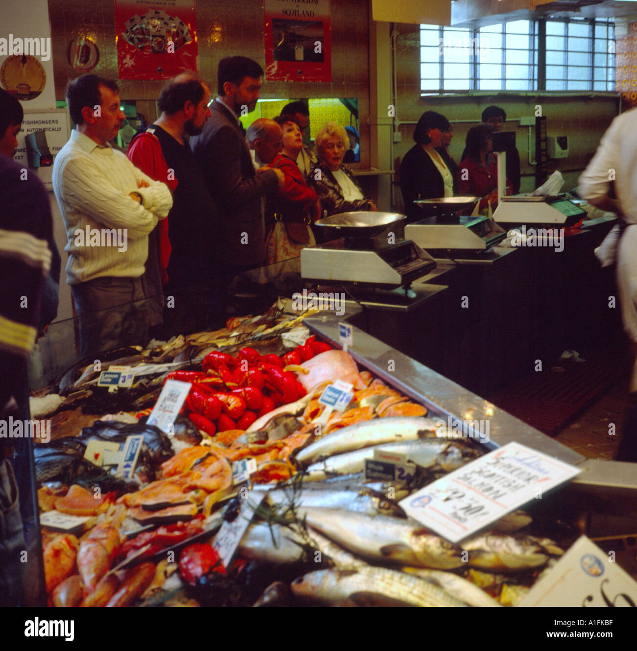 Fish stall Central market Cardiff Wales Stock Photo - Alamy