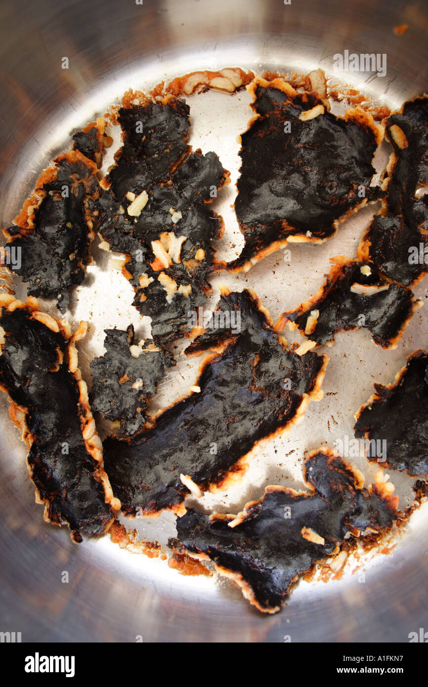 A BADLY BURNT FRYPAN DESTINED FOR THE RUBBISH BIN Stock Photo - Alamy