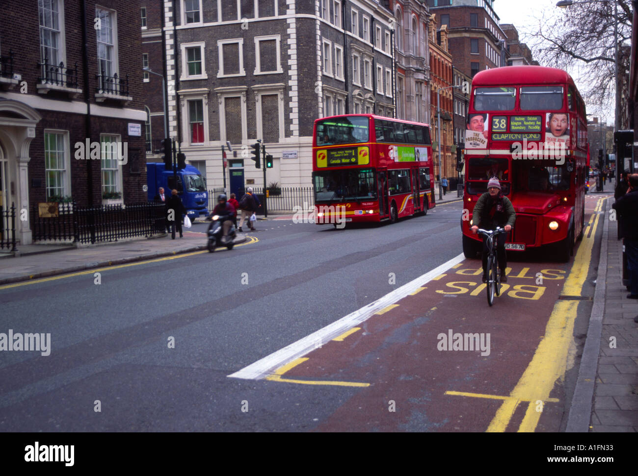 Red double decker London bus central London England Stock Photo - Alamy