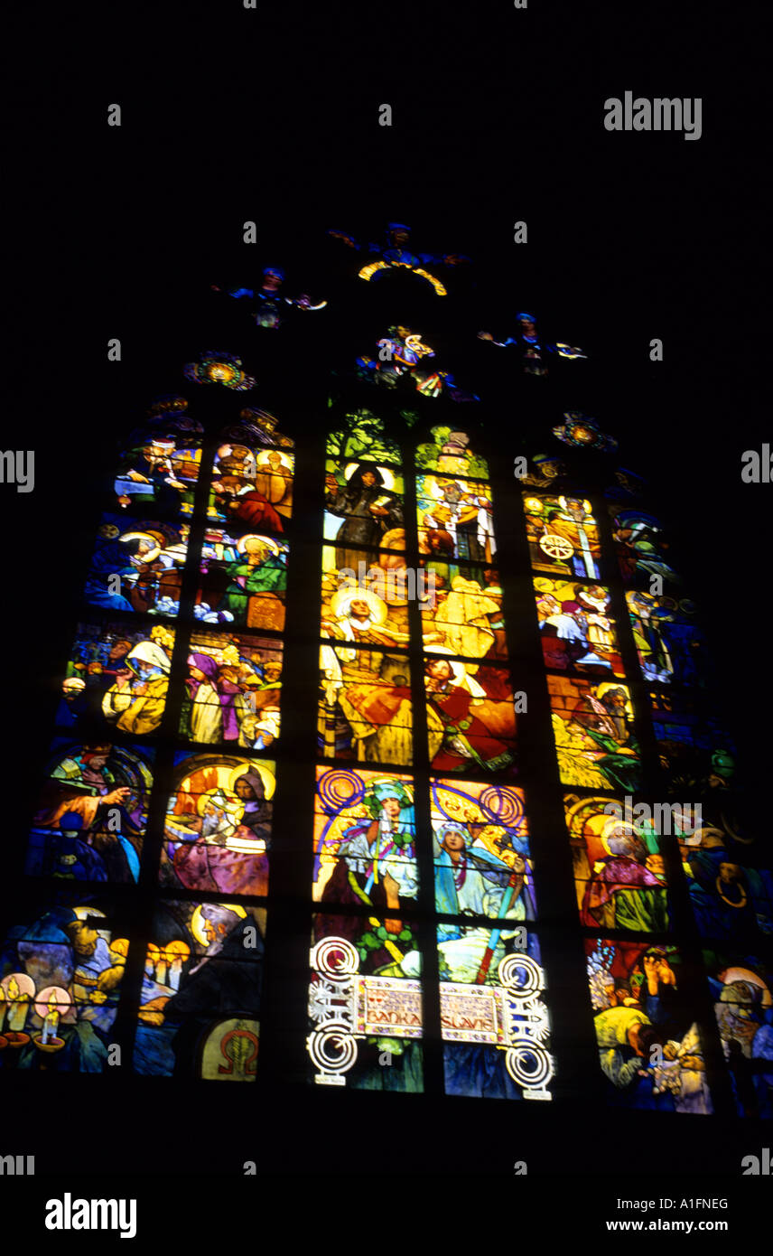 Stained glass window of Alfons Mucha Cathedral of Saint Vito Prague ...