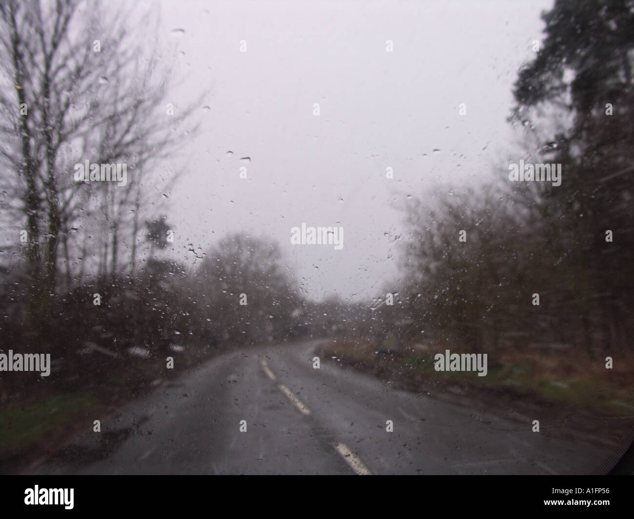 Driving in poor road conditions and low visibility hi-res stock ...