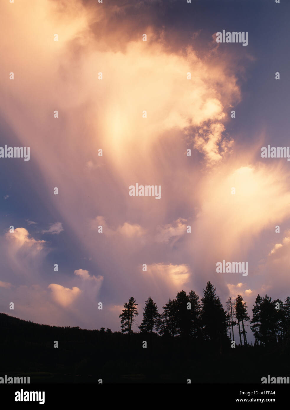 Storm cloud with rain Lassen Volcanic National Park California Stock ...