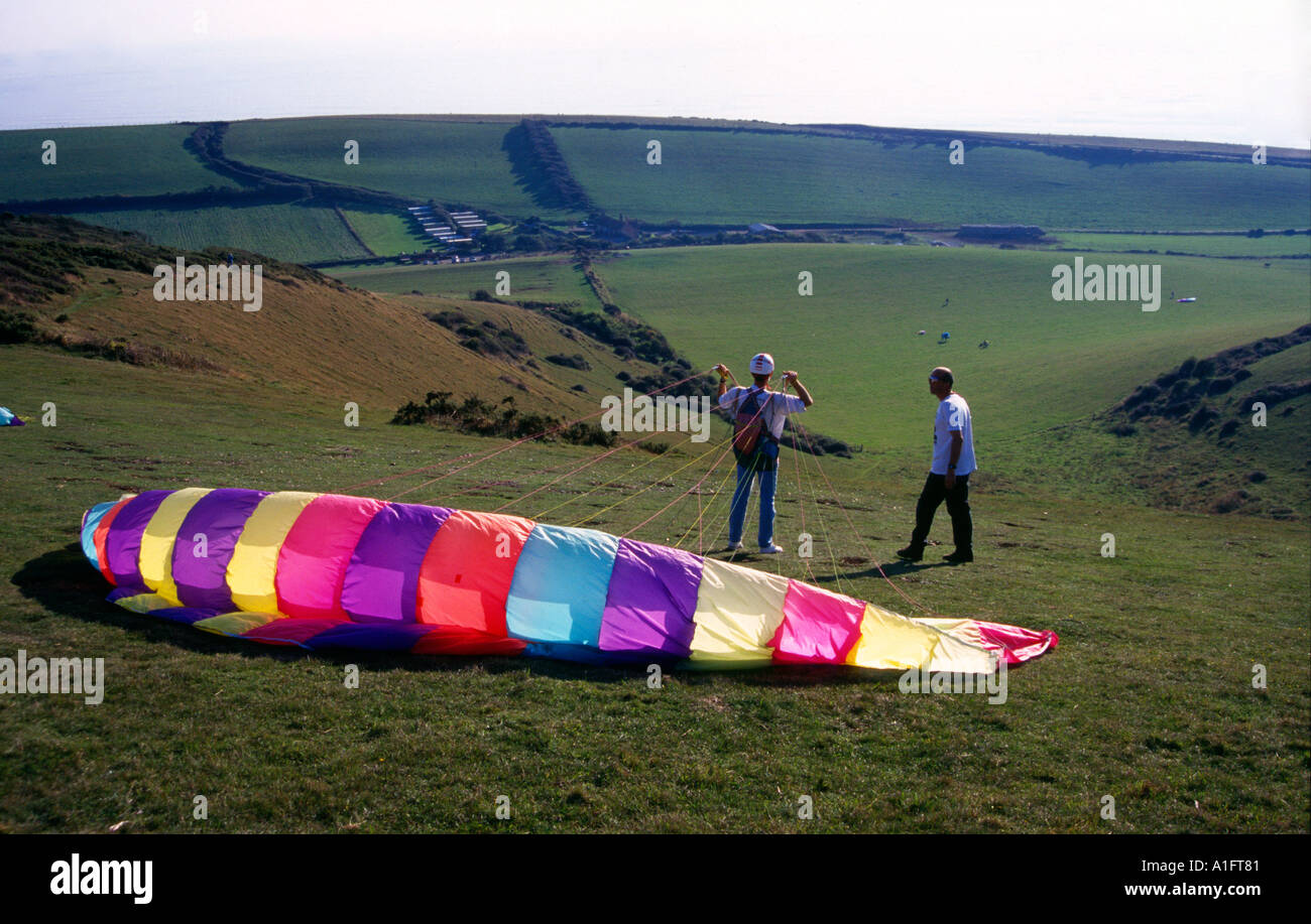 Para Glider paragliding training Compton Bay Isle of Wight England UK ...
